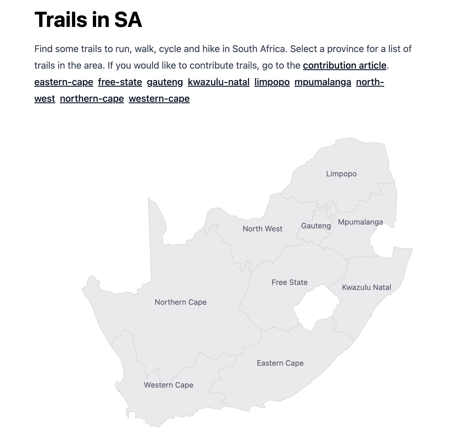 Trails in SA Project